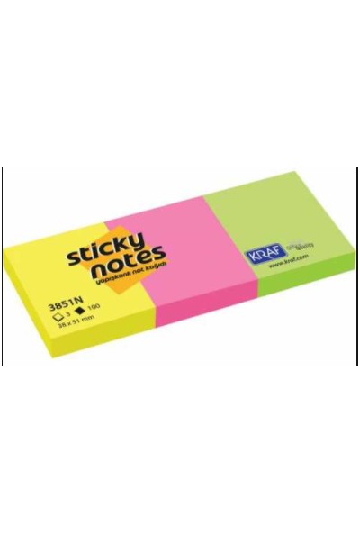 Kraf Yapişkanli Not Kağidi 38X51 Neon 3851N 3 Lü Kraf Yapişkanli Not Kağidi 38X51 Neon 3851N 3 Lü