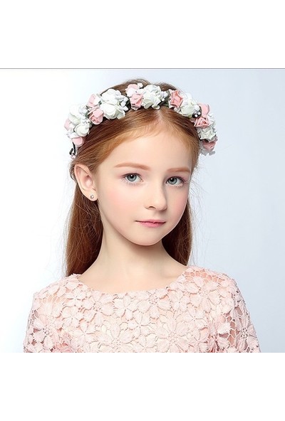 Gelinsacaksesuar Kız Çocuk Saç Aksesuar,Çocuk Çiçekli Taç,Prenses Tacı Bileklik
