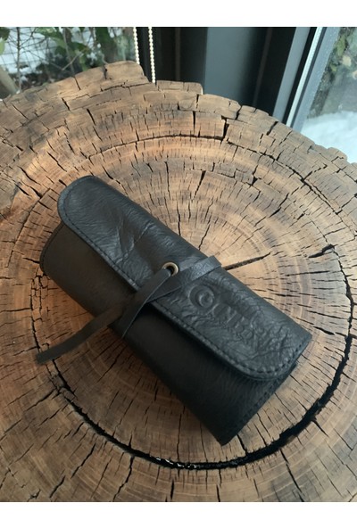 Ladiesuniq Gerçek Deri Siyah Telefon ve Tütün Çantası