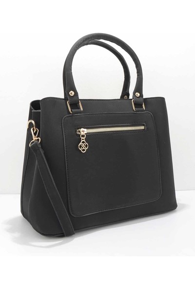 Bambi Siyah Çizgili Kadın El Çantası C06864248709