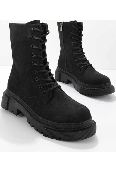 Bambi Siyah Süet Kadın Bot & Bootie K02823110402