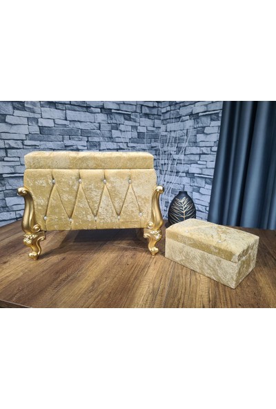 Çeyiz Diyarı Avangarde Lüx Taşlı 2'li Çeyiz Sandığı (Gold) Çeyiz Diyarı Avangarde Lüx Taşlı 2'li Çeyiz Sandığı (Gold)