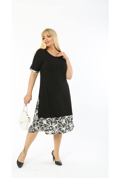 Mezura Tekstil Kadın Yazlık Kısa Kol Dizaltı Viskon Penye Elbise