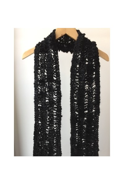 Mora Knit El Örgüsü Virgin Wool Kadın Atkı