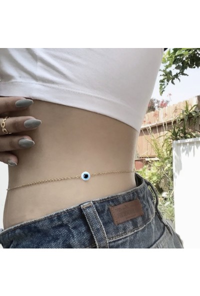 Takıconcept Nazar Boncuklu Bel Zinciri Bel Kolyesi Gümüş Renk Bel Aksesuarı