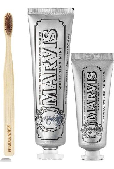 Marvis Pharma Acqua Bambu Diş Fırçası + Marvis Beyazlatıcı Diş Macunu 2'li 85 ml + 25 ml