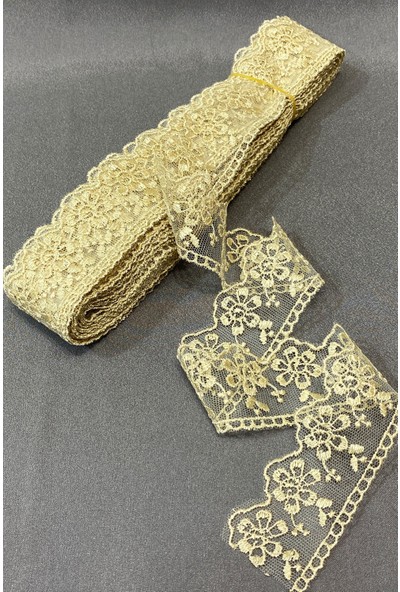 Hayalperest Boncuk Çiçek Desen Kenar Güpür Dantel Fisto 9 mt