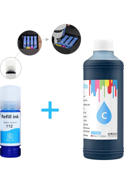 Baskistan Epson 112 Mavi Pigment Mürekkep 500 ml + 70 ml (Muadil) Baskistan Epson 112 Mavi Pigment Mürekkep 500 ml + 70 ml (Muadil)