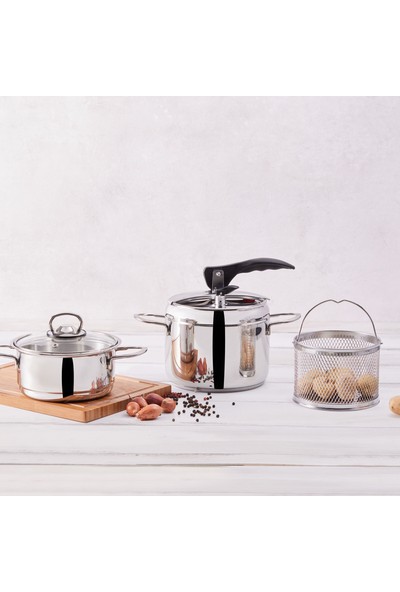 Emsan Pratik 2 Lt Haşlama /Buhar ve 3 Lt Düdüklü Tencere Seti