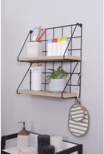 Mudesa Metal Ahşap 2 Raflı Tel Duvar Rafı Banyo Organizer Banyo Rafı Mudesa Metal Ahşap 2 Raflı Tel Duvar Rafı Banyo Organizer Banyo Rafı