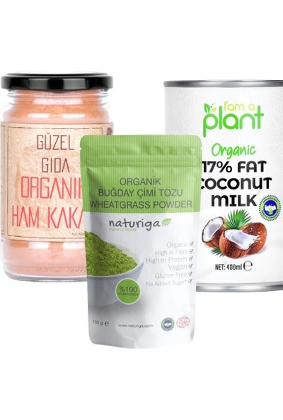 Güzel Ada Gıda Ham Kakao + Hindistan Cevizi Sütü + Naturiga Buğday Çimi Tozu Güzel Ada Gıda Ham Kakao + Hindistan Cevizi Sütü + Naturiga Buğday Çimi Tozu