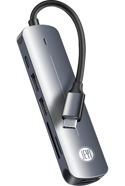 JEYI Type-C to (4K/60Hz UHD HDMI USB 3.0 USB 2.0 TF/MicroSD USB Type-C PD 60W) 6in1 HUB Dönüştürücü Çevirici Adaptör JEYI Type-C to (4K/60Hz UHD HDMI USB 3.0 USB 2.0 TF/MicroSD USB Type-C PD 60W) 6in1 HUB Dönüştürücü Çevirici Adaptör