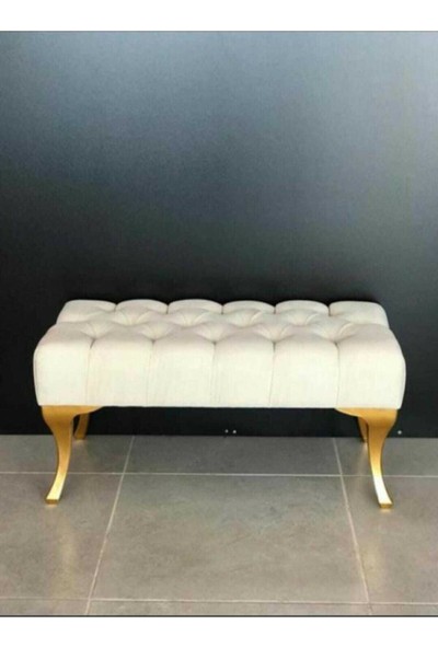 Sepetten Evine 110X45 cm Kapitoneli Bench Puf Gold Ayak Sepetten Evine 110X45 cm Kapitoneli Bench Puf Gold Ayak