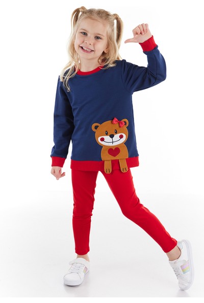 Denokids Kolları Sarkan Ayıcık Sweatshirt+Tayt Takım Denokids Kolları Sarkan Ayıcık Sweatshirt+Tayt Takım