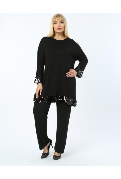 Ikm Butik Kol ve Etek Payetli Viskon Büyük Beden Tunik