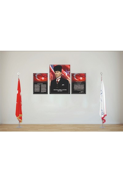 Gift Store Atatürk Köşesi 3 Lü Pleksi Üzeri Uv Baskılı Kurum ve Okul Yönetmeliğe Uygun GFSDKR124