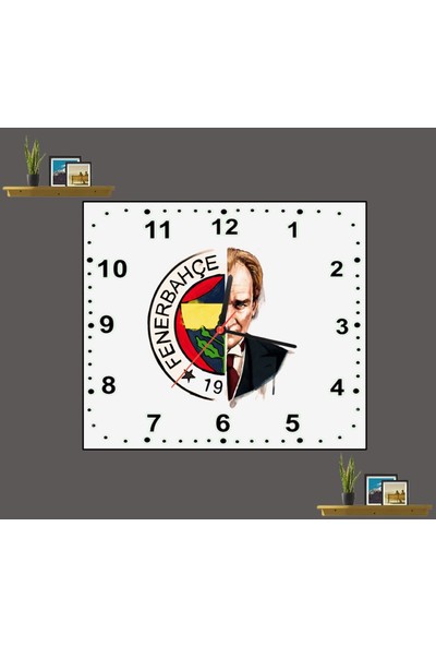 5Bin Dijital Market Fenerbahçe Logosu ve Atatürk Baskılı Duvar Saati