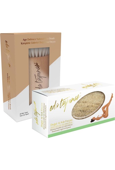Eda Taşpınar Avantaj Paket Kırışıklı Giderici Doğal Yüz Fırçası & Doğal At Kılı Fırçası