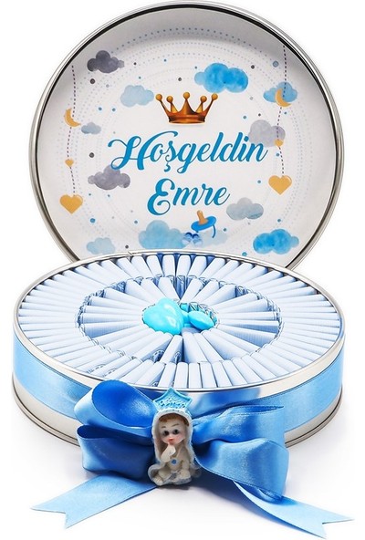 Nin Chocolate Nin Erkek Bebek Çikolatası Metal Yuvarlak Kutu Kral Tacı Baskılı (80 Adet Napoliten Çikolata) Nin Chocolate Nin Erkek Bebek Çikolatası Metal Yuvarlak Kutu Kral Tacı Baskılı (80 Adet Napoliten Çikolata)