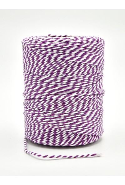İpek Böceği Çift Renk Çok Amaçlı Süsleme Ipi Mor Beyaz 10 Metre