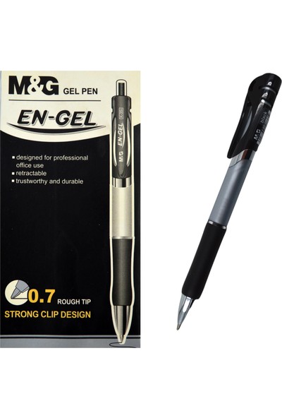M&g En-Gel Gel-Pen Siyah Jel Tükenmez Kalem 0.7 mm 12 Adet