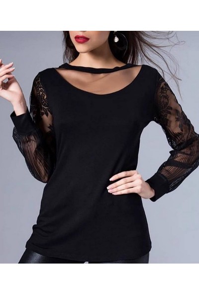 Selection by SHD Kolları Çiçek Dantel Detaylı Bluz Selection by SHD Kolları Çiçek Dantel Detaylı Bluz