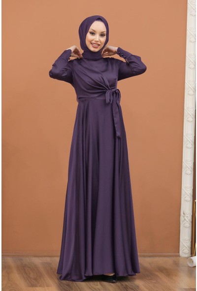 Neva Style Tesettürlü Abiye Elbise - Krep Saten Mor Tesettür Abiye Elbise 1420MOR Neva Style Tesettürlü Abiye Elbise - Krep Saten Mor Tesettür Abiye Elbise 1420MOR