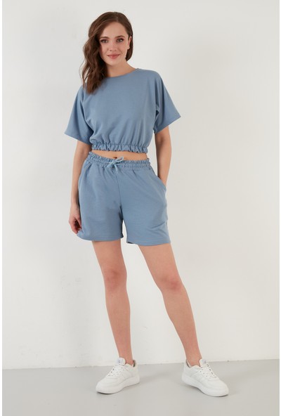 Lela Cepli Beli Lastikli Crop Alt-Üst Takım Bayan Takım 5864323