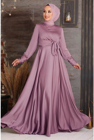 Neva Style Tesettürlü Abiye Elbise - Krep Saten Lila Tesettür Abiye Elbise 1420LILA Neva Style Tesettürlü Abiye Elbise - Krep Saten Lila Tesettür Abiye Elbise 1420LILA