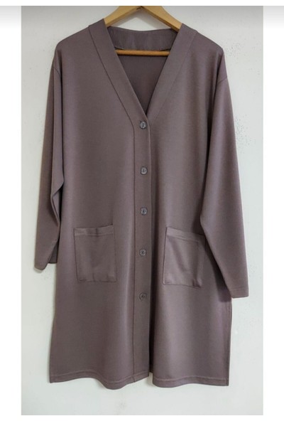 HMZ Kadın Vizon Uzun Cepli Penye Anne Hırka