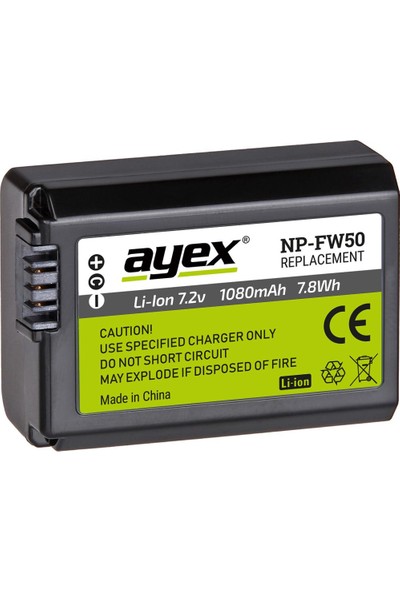 Ayex NP-FW50 Batarya, Sony A7, A7 II, A7R, A7R II, A7S, A37, A55, NEX7, NEX6,NEX5, NEX3 İle Uyumu Ayex NP-FW50 Batarya, Sony A7, A7 II, A7R, A7R II, A7S, A37, A55, NEX7, NEX6,NEX5, NEX3 İle Uyumu