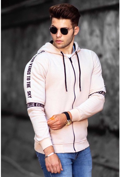 Madmext Bej Fermuarlı Kapüşonlu Erkek Sweatshirt 4742 Madmext Bej Fermuarlı Kapüşonlu Erkek Sweatshirt 4742