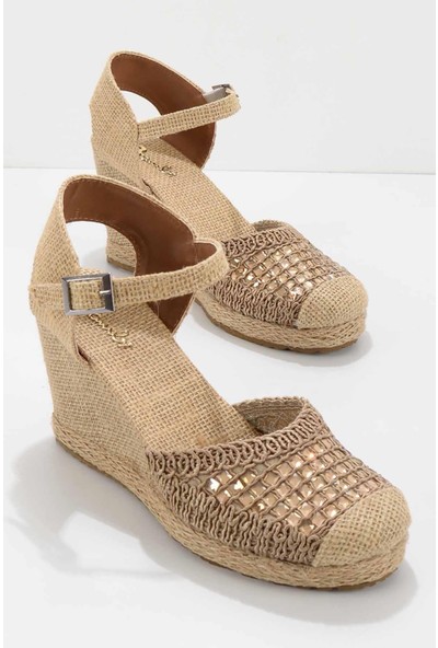 Bambi Vizon Süet Kadın Dolgu Topuklu Ayakkabı K01874012102