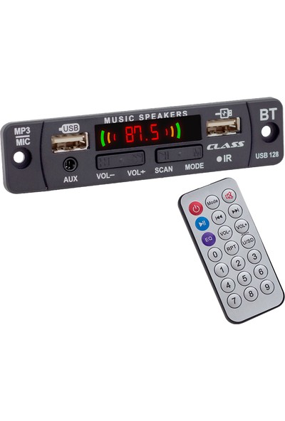Class USB-128 Usb/mıc/aux/bluetooth Kumandalı Oto Teyp Çevirici Dijital Player Board Class USB-128 Usb/mıc/aux/bluetooth Kumandalı Oto Teyp Çevirici Dijital Player Board