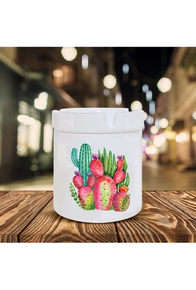 Panorama Promosyon Renkli Kaktüs Çiçekleri Baskılı Seramik Kokusuz Küllük Hediyelik Ne Hediye Alınır