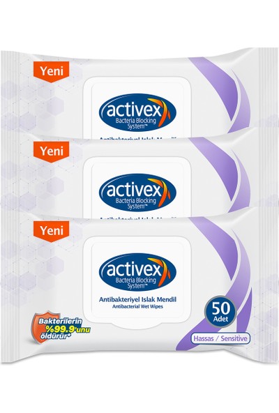 Activex Antibakteriyel Islak Mendil Hassas 3'lü Islak Mendil 150 Yaprak