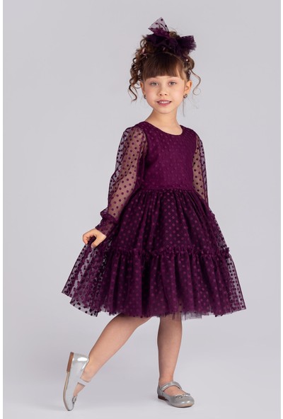 Minik Dolap Uzun Kollu Kabarık Etekli Puan Dantel Kız Çocuk Elbisesi - Tokalı Minik Dolap Uzun Kollu Kabarık Etekli Puan Dantel Kız Çocuk Elbisesi - Tokalı