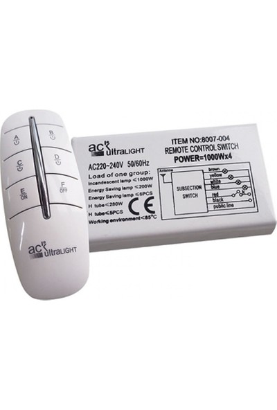 Ack AY30-00160 220V Altılı Avize Kumandası Ack AY30-00160 220V Altılı Avize Kumandası