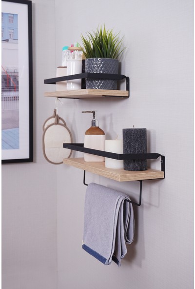 Mudesa Banyo Rafı Ahşap Metal Banyo Havluluk 2 Raflı Duvara Monte Sabunluk Mudesa Banyo Rafı Ahşap Metal Banyo Havluluk 2 Raflı Duvara Monte Sabunluk