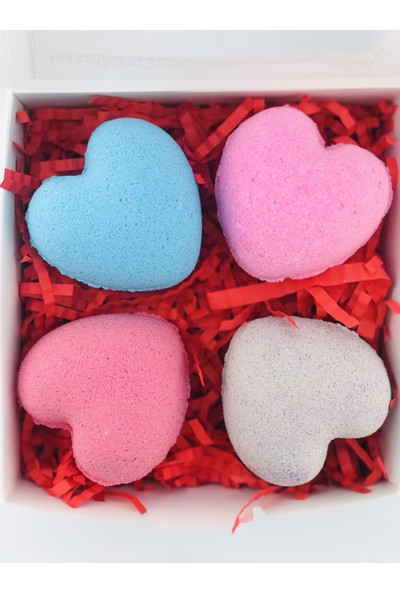 Super Bath Bomb Banyo Bombası, Banyo Topu, Nem Topu Kalp Şekli 4 Adet Super Bath Bomb Banyo Bombası, Banyo Topu, Nem Topu Kalp Şekli 4 Adet
