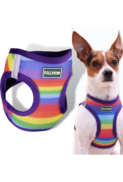 Falpaw Köpek Göğüs Tasması Gökkuşağı Desenli Metal Tokalı Hava Alan Renkli S Falpaw Köpek Göğüs Tasması Gökkuşağı Desenli Metal Tokalı Hava Alan Renkli S