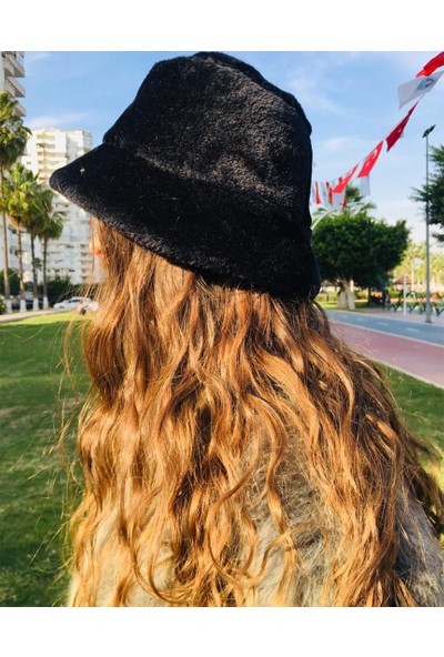 T-Light Kadın Siyah Peluş Şapka