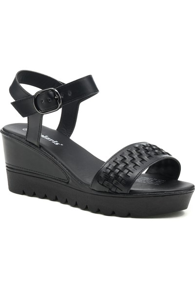 Polaris 317698.Z 1fx Siyah Kadın Dolgu Topuk Sandalet