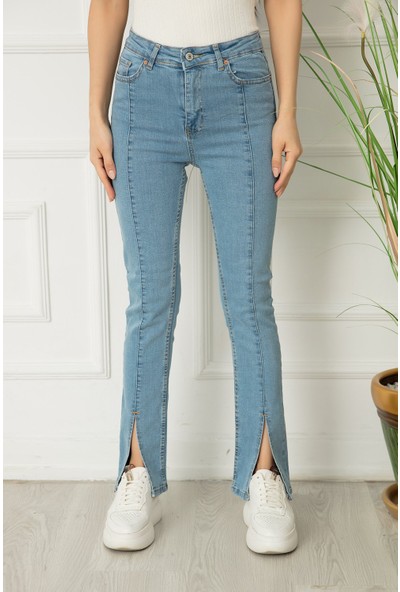 Bayan Paça Yırtmaçlı Kot Pantolon 2058-1