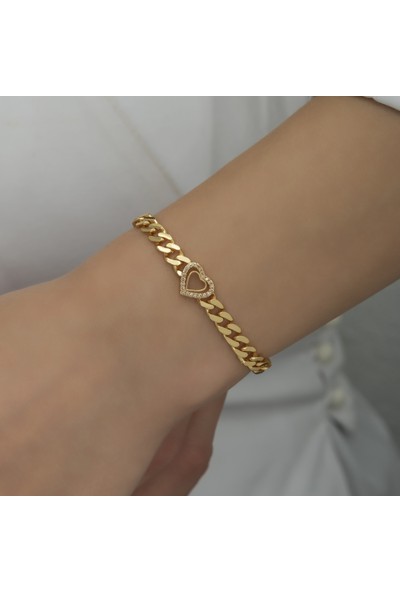 Ervanur Altın Kaplama Kalp Model Gurmet Zincir Bileklik Ervanur Altın Kaplama Kalp Model Gurmet Zincir Bileklik