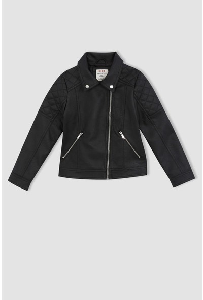 DeFacto Kız Çocuk Çapraz Fermuarlı Suni Deri Ceket K1206A622SP