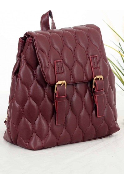 Canti Çanta  macron Nakışlı Kemerli Kadın Sırt Çantası BP-4526S Bordo