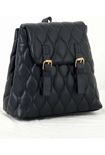 Canti Çanta  macron Nakışlı Kemerli Kadın Sırt Çantası BP-4526S Siyah