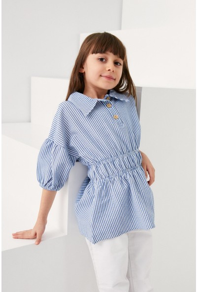 FullaModa Çizgili Beli Gipeli Çocuk Tunik FullaModa Çizgili Beli Gipeli Çocuk Tunik