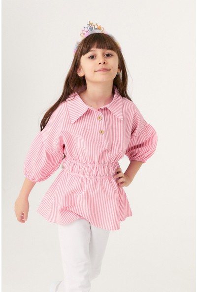FullaModa Çizgili Beli Gipeli Çocuk Tunik FullaModa Çizgili Beli Gipeli Çocuk Tunik